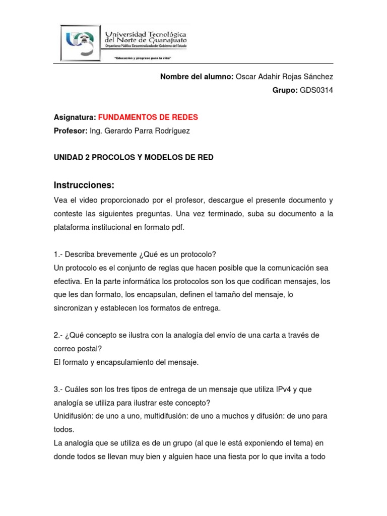 Cuestionario Capítulo 3 Protocolos y Modelos | PDF | Protocolos de ...
