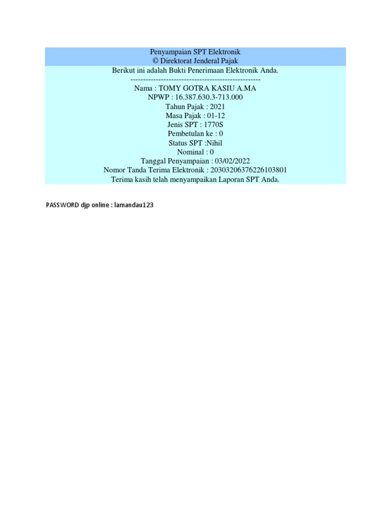 Tomy Penyampaian SPT Elektronik | PDF