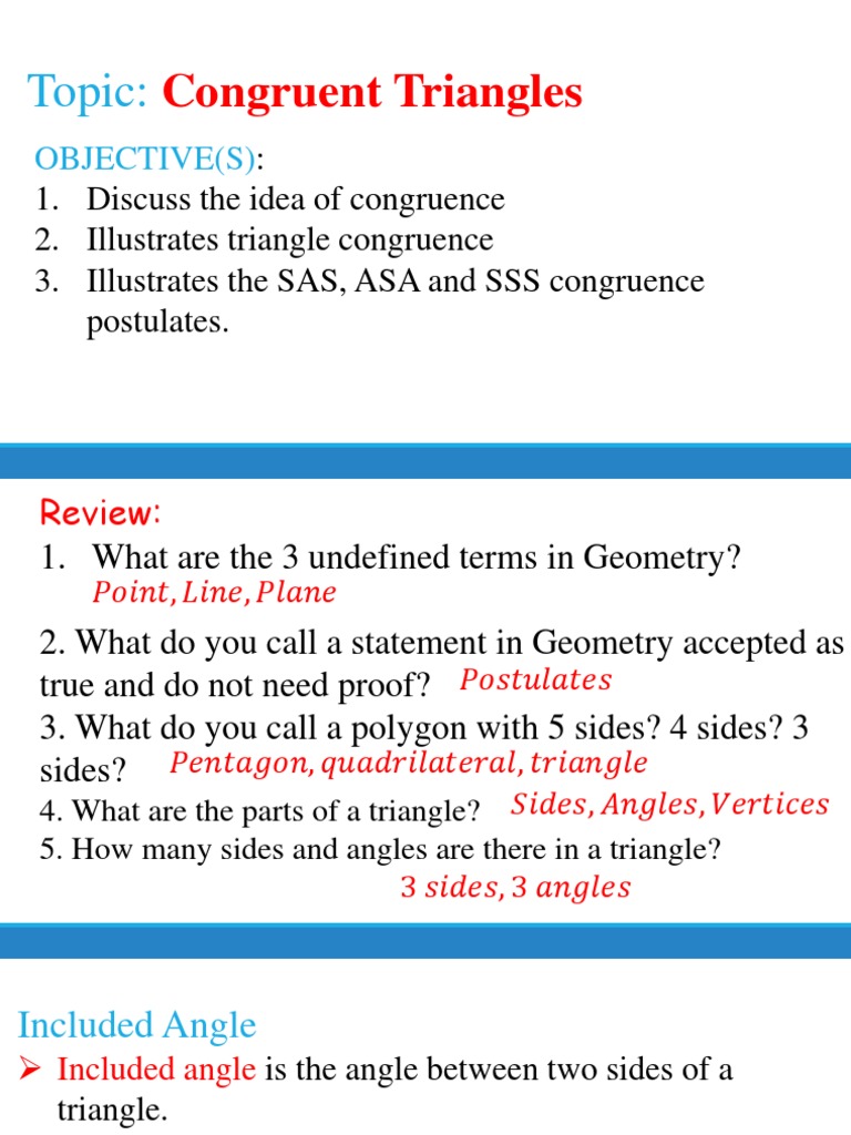 Triangle Congruence Postulates Explained | PDF | Euclidean Geometry ...