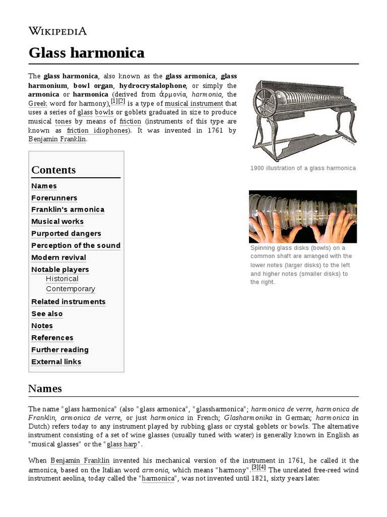 Glass Harmonica | PDF | Musical Instruments