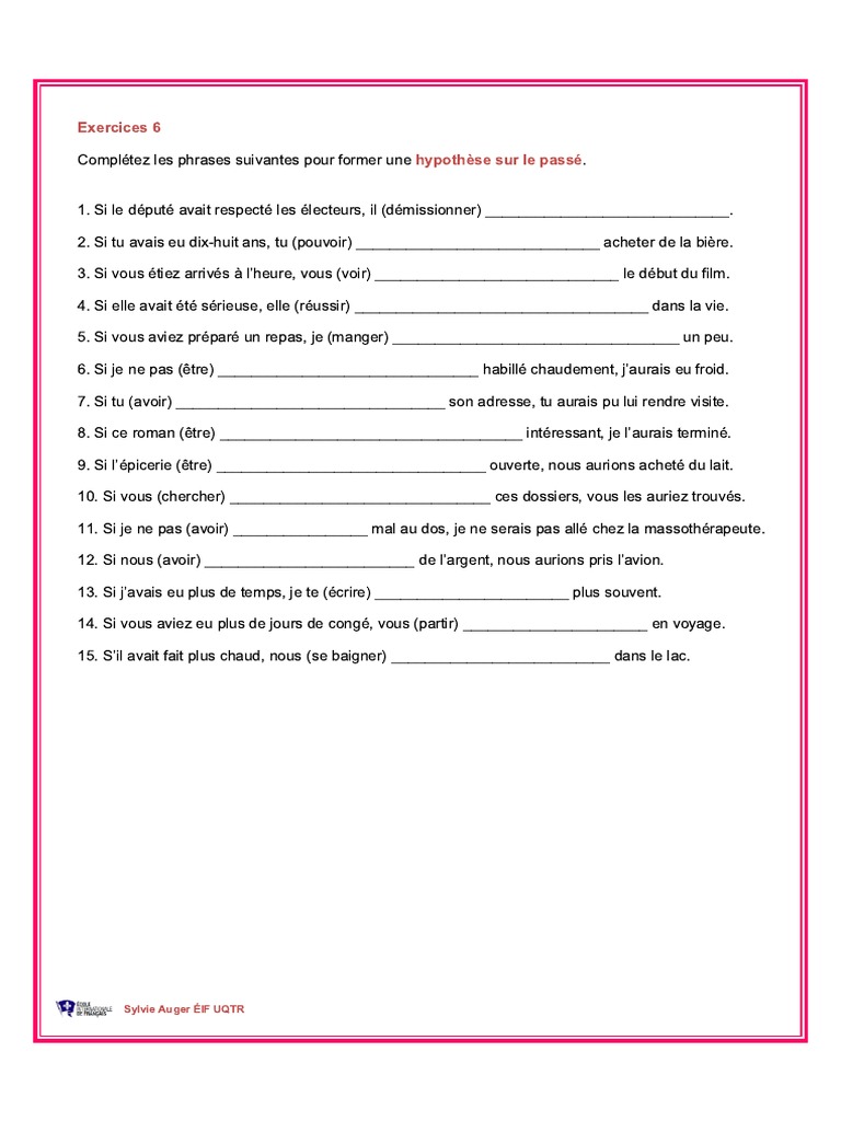 Les Phrases de Condition Web Exercices Et Corrigé | PDF