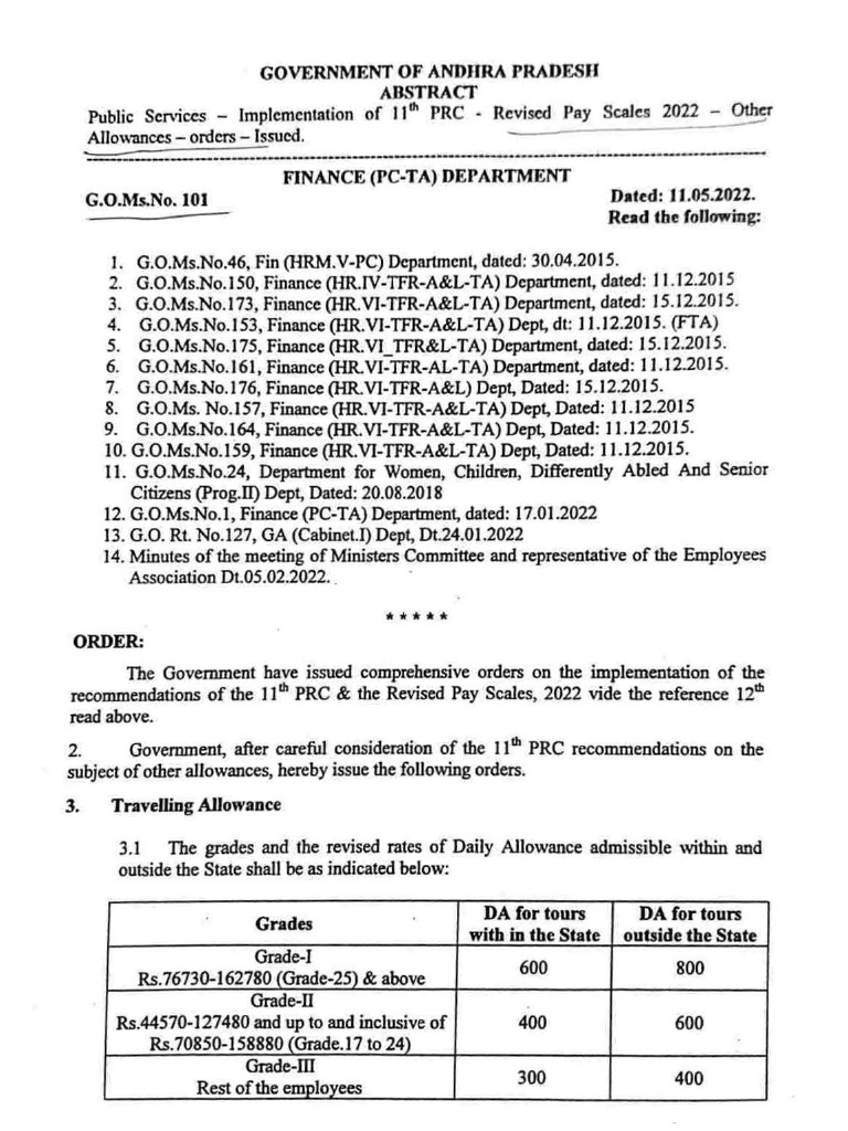 AP Revised Pay Scales & Allowances 2022 | PDF | Inspector | Commander