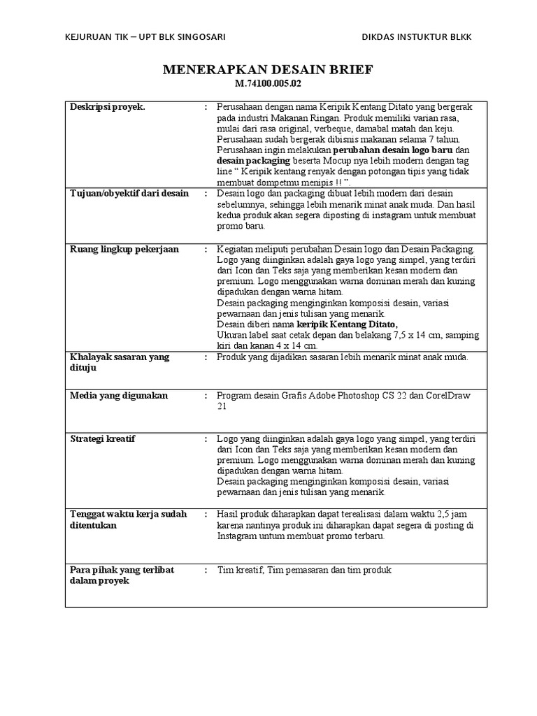 Desain Brief Form | PDF