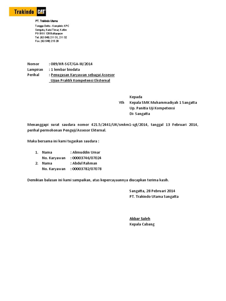 Surat Trakindo | PDF