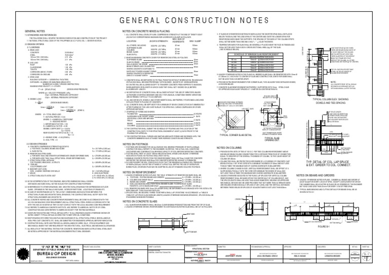 General Construction Notes: Bureau of Design | PDF | Concrete | Deep ...
