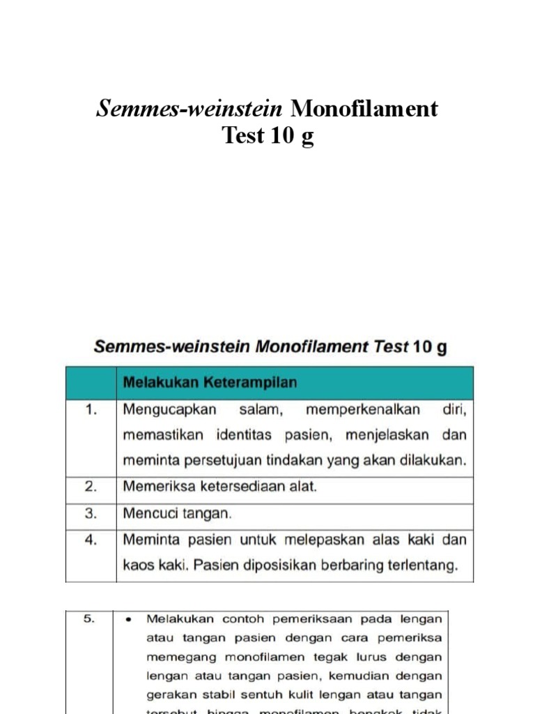 Semmes-Weinstein Monofilament Test 10 G | PDF