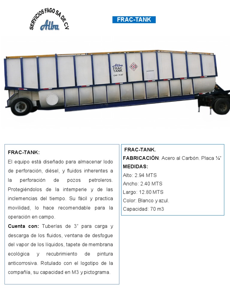Especificaciones del Frac Tank | PDF | Tecnología