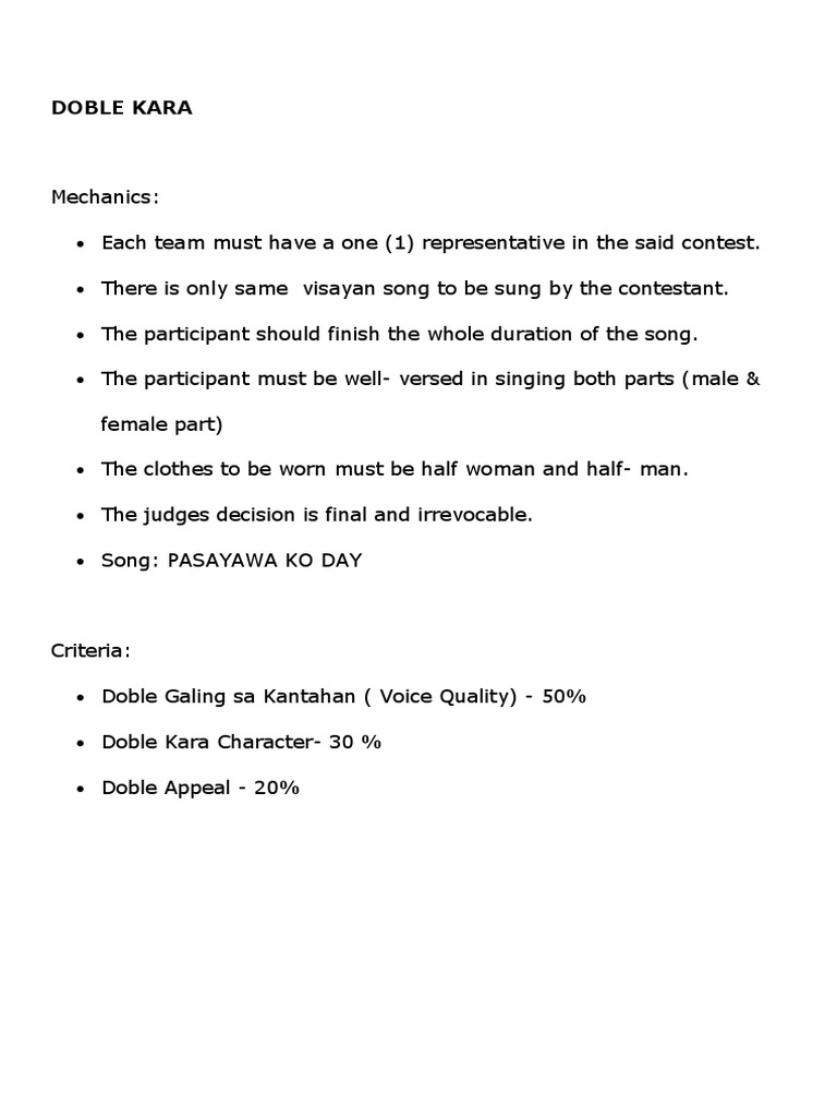 Contest Mechanics - Doble Kara | PDF