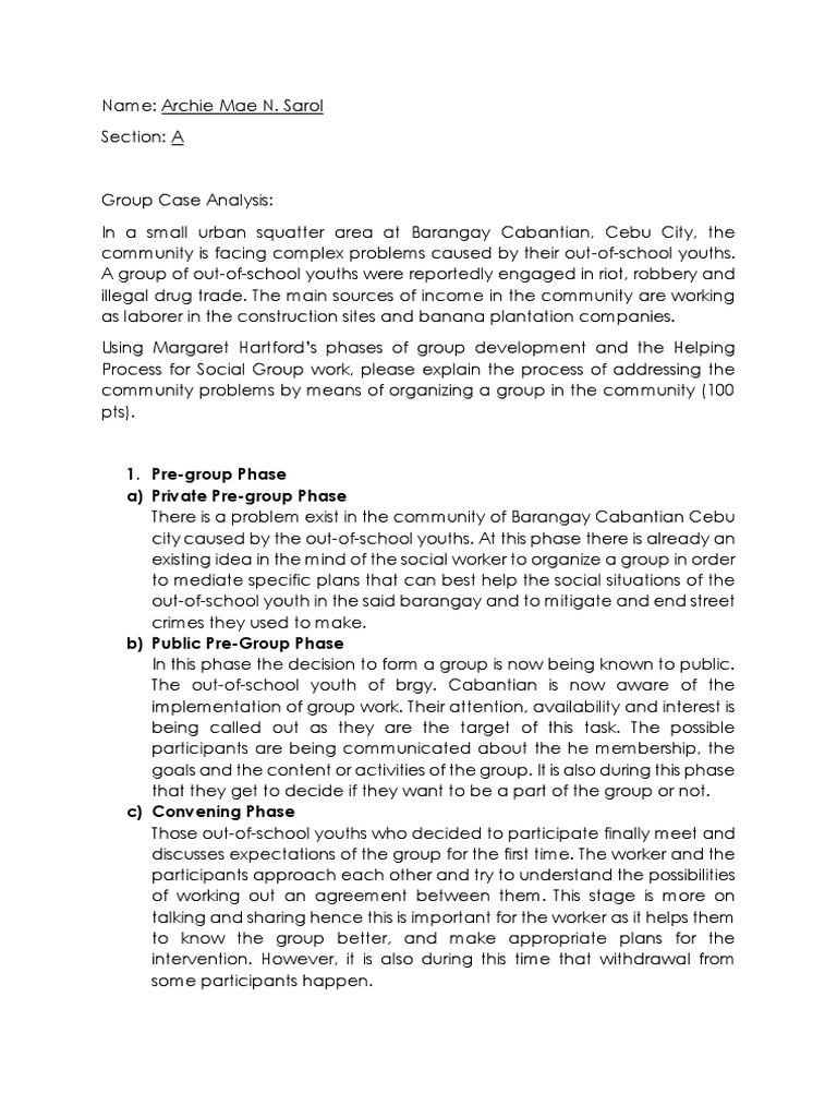 A Groupwork Case Analysis | PDF | Goal | Thought