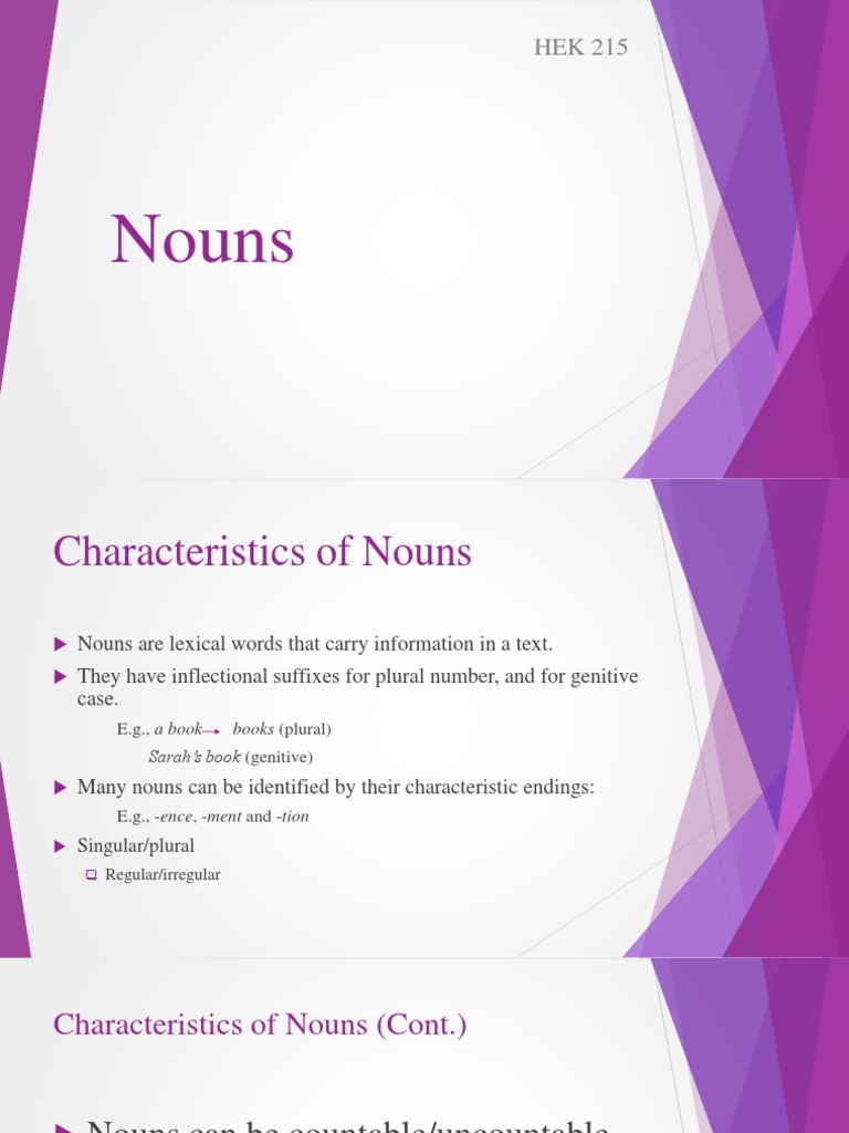 Lecture Notes - Nouns Pronouns | PDF | Grammatical Gender | Noun