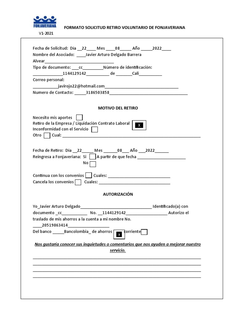 Formato de Retiro | PDF