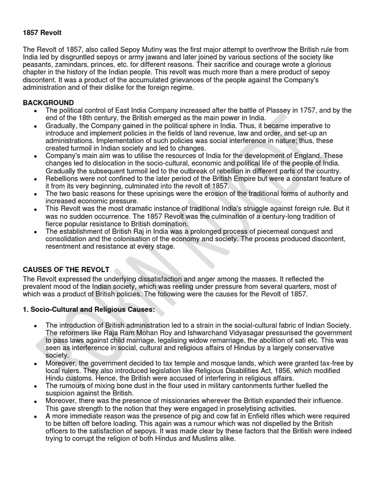 revolt 1858 | PDF | British Raj | Indian Rebellion Of 1857