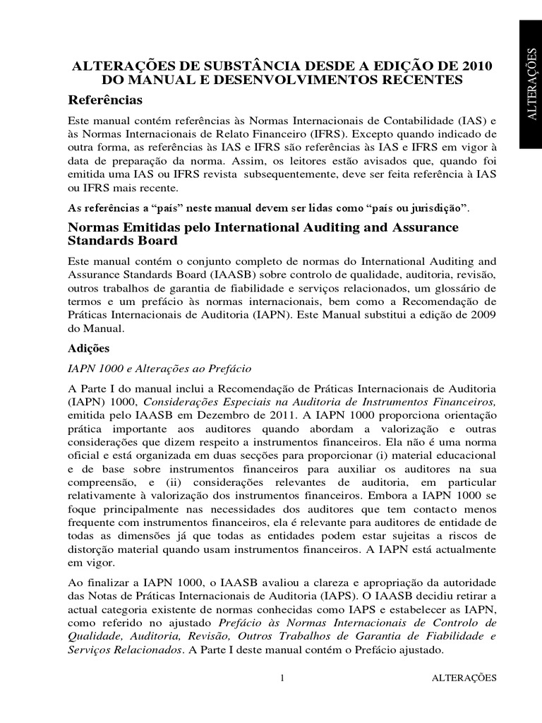 A002 2012 IAASB Handbook Changes Revised PT | PDF | Contabilidade ...