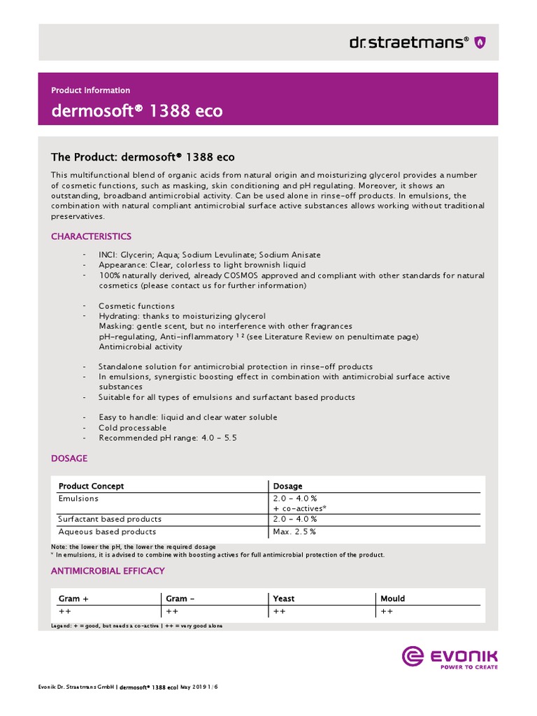 Dermosoft 1388 ECO. Product Info. 04.01.19 | PDF | Solubility ...