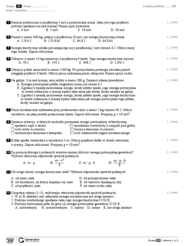 Praca Moc Energia 603 | PDF