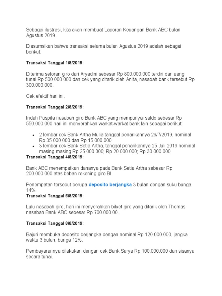 Contoh Siklus Akt Bank | PDF | Pengelolaan Keuangan & Uang