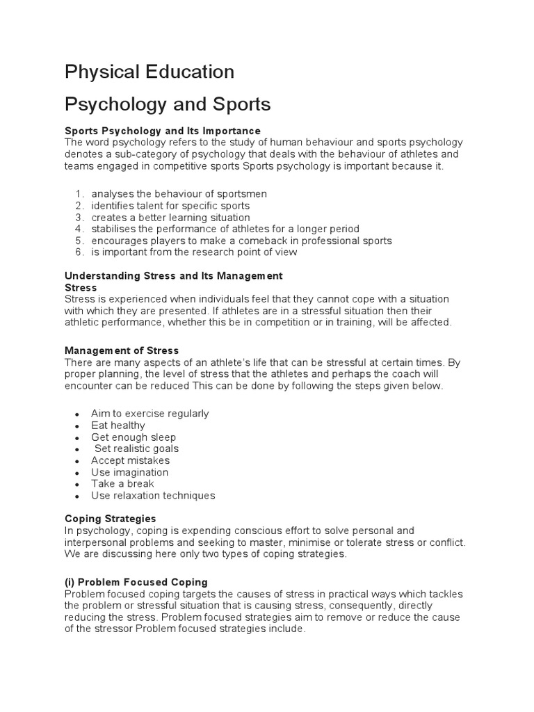 Chapter 9 PSYCHOLOGY AND SPORTS | PDF | Motivation | Motivational