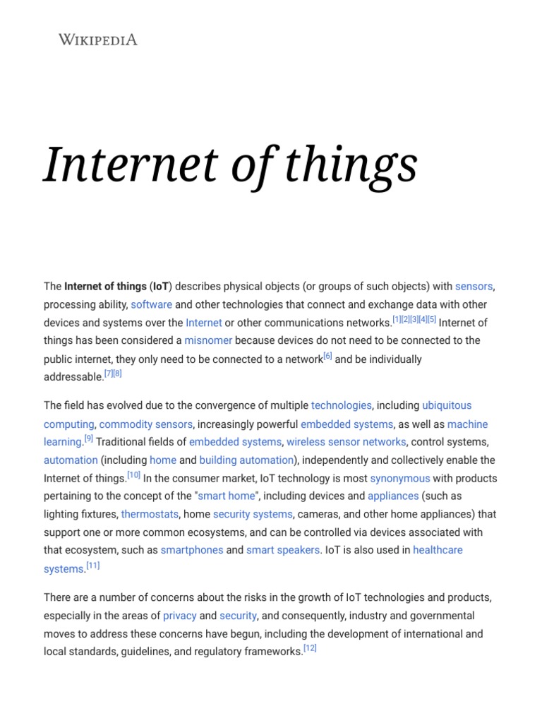 Internet of Things - Wikipedia | PDF | Internet Of Things | Computer ...