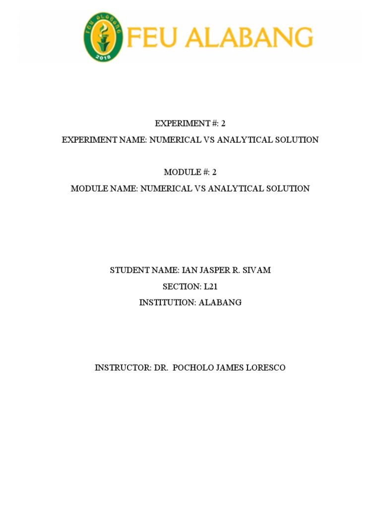 Numerical vs Analytical Solutions Analysis | PDF