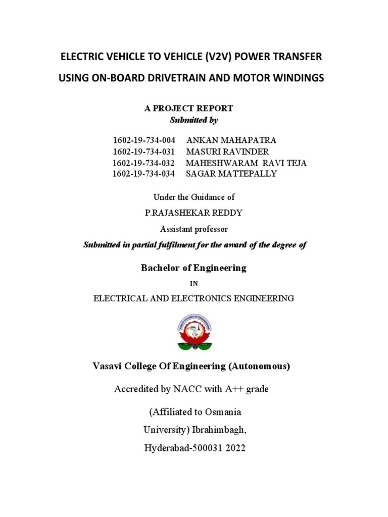 Project Report | PDF | Electric Vehicle | Electric Motor