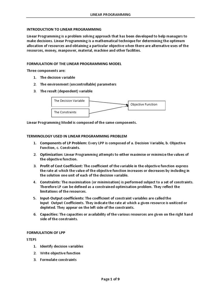 Linear Programming Notes | PDF | Linear Programming | Mathematical ... Linear Programming Notes | PDF | Linear Programming | Mathematical ...