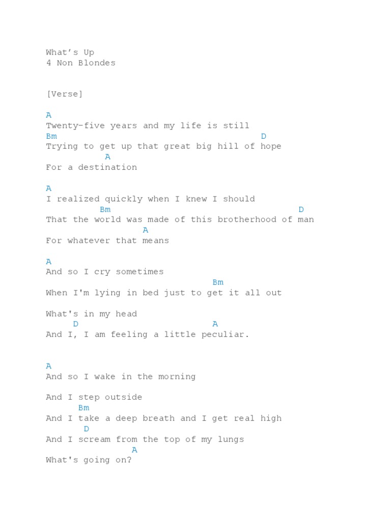 Chords & Lyrics - What's Up | PDF | Language Arts & Discipline