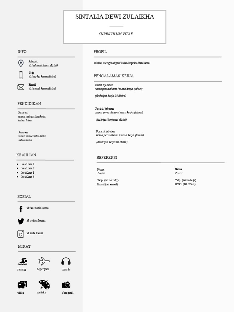 CV Sintalia Dewi Zulaikha | PDF