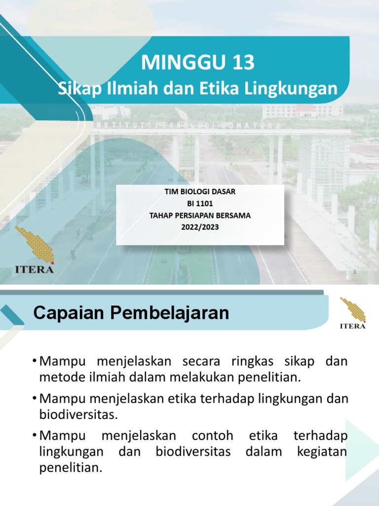 Minggu 13 - Sikap Ilmiah Dan Etika Lingkungan - 2022 | PDF