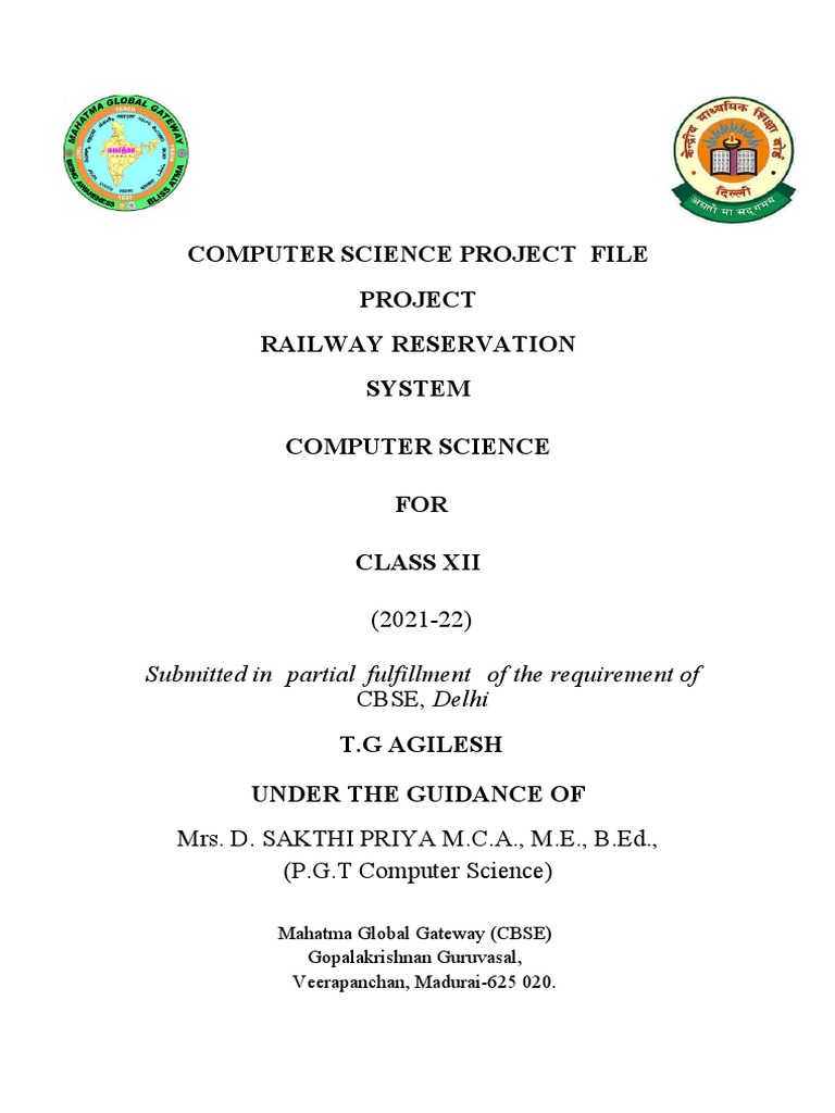 Cs Project - Railwayreservationsystem | PDF | Software Testing | System