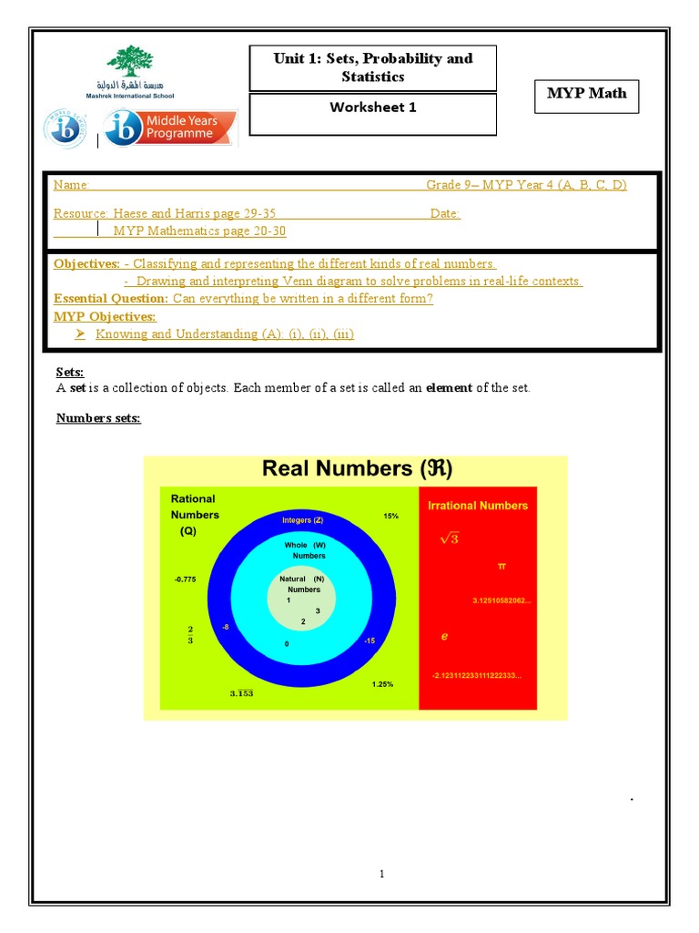 2020-2021 G9 Sets ws 1 | PDF | Set (Mathematics) | Mathematics
