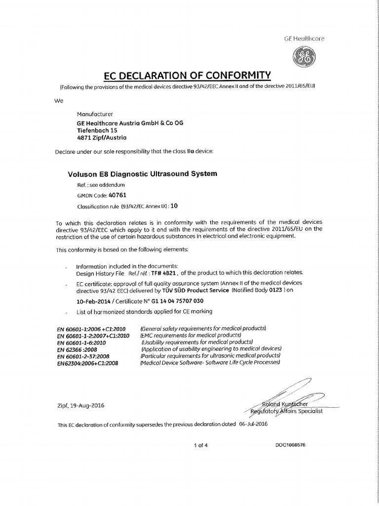 GE Voluson E8 BT17-EC320 - Rev1 | PDF