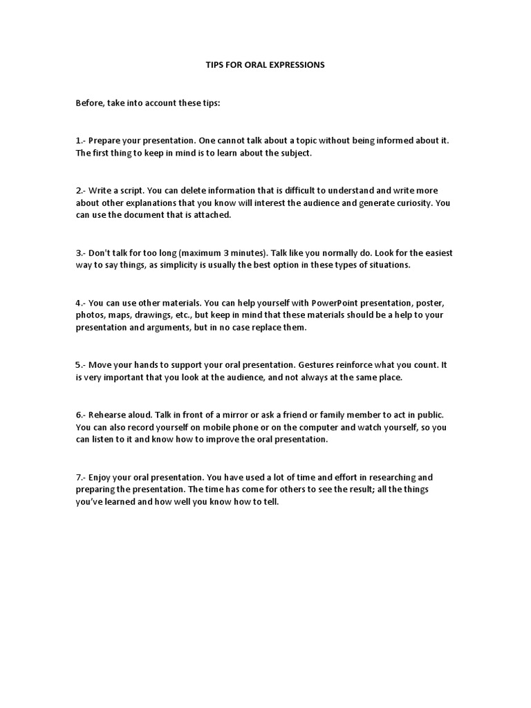 Tips for Effective Oral Presentations | PDF | Career & Growth ...