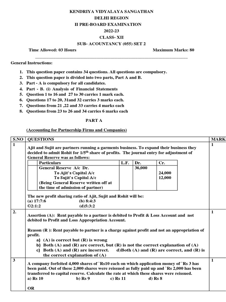 Paper 2 Accountancy 2 2pb QP Set 2 | PDF | Goodwill (Accounting) | Revenue