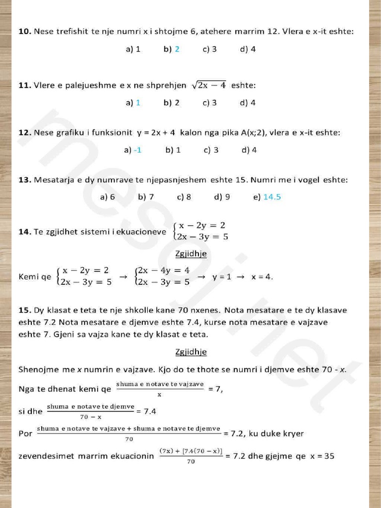 Teza e Matematikes - Provimi I Lirimit 2019 | PDF