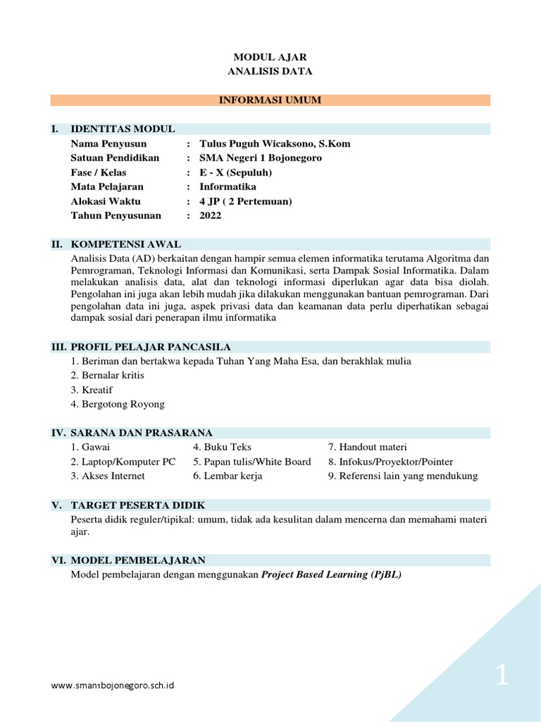 Modul Ajar Informatika Analisis Data | PDF Modul Ajar Informatika Analisis Data | PDF