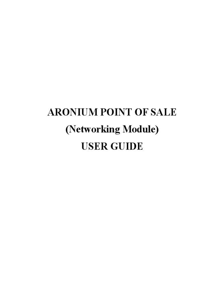 User Guide Aronium Pos (Networking) | PDF