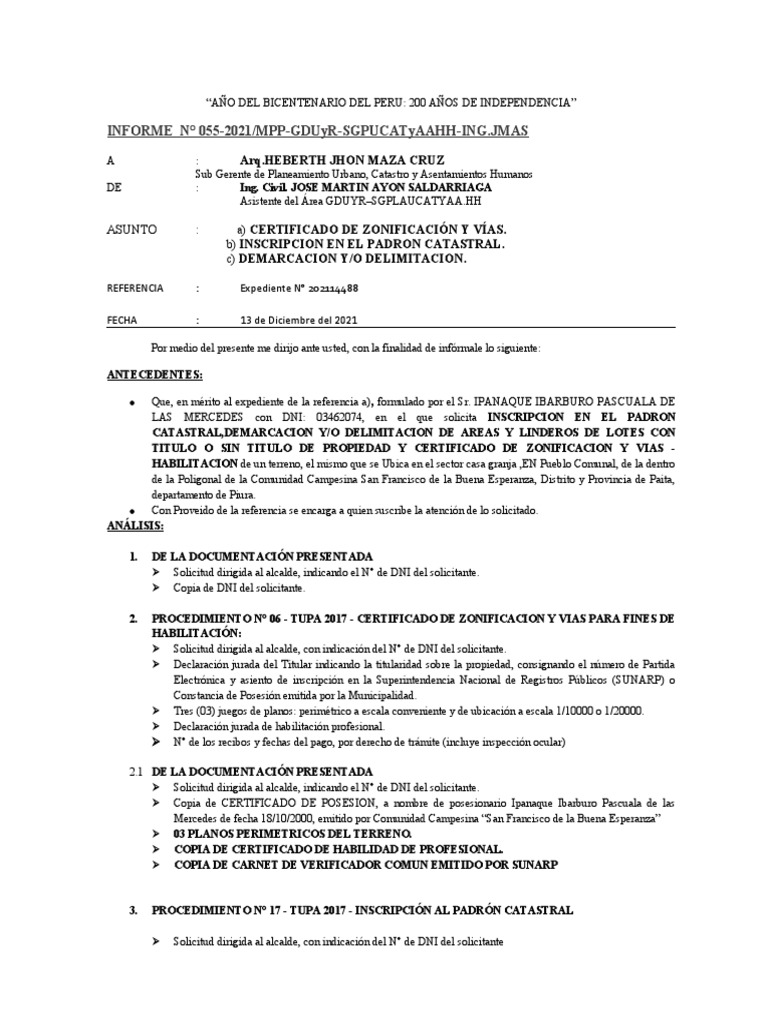 Carta 055 Carta Notarial Zonificacion y Vias | PDF