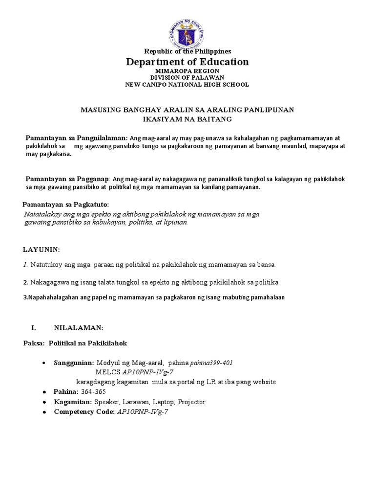 Ap 9 DLP Cot | PDF