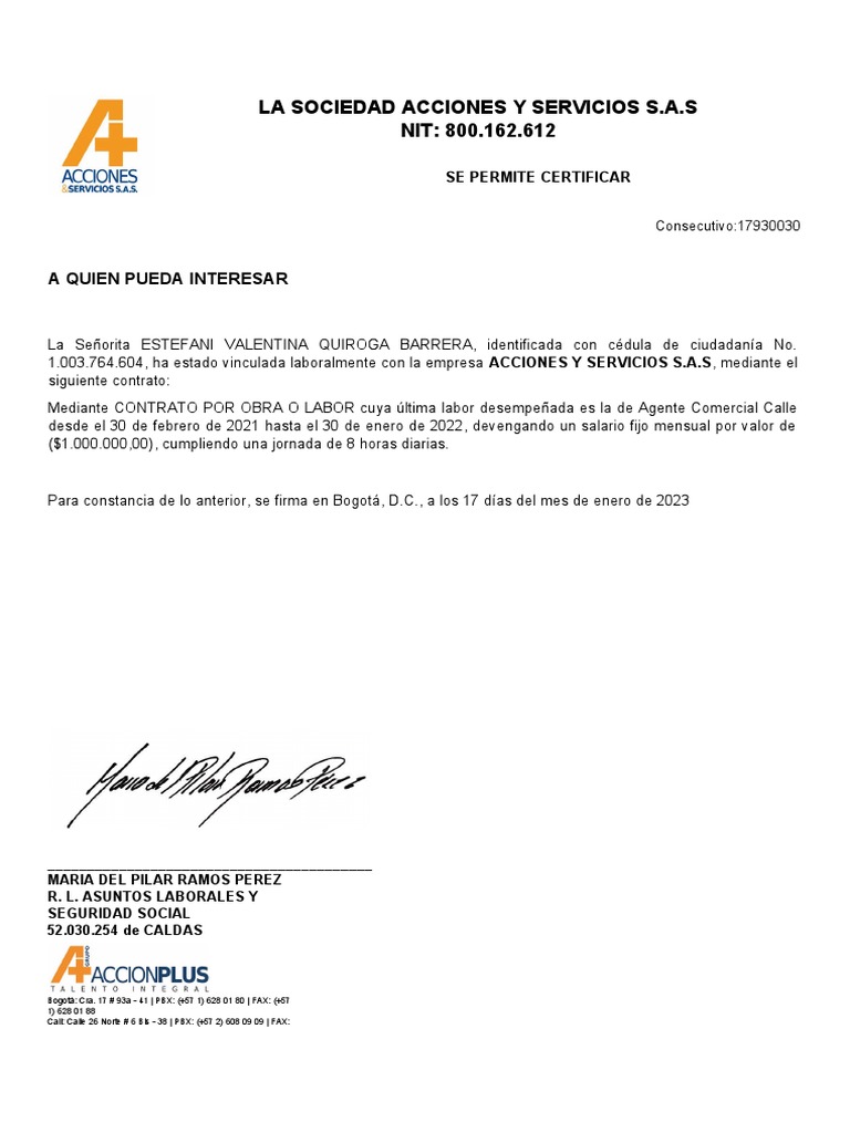 Carta Laboral Codensa | PDF