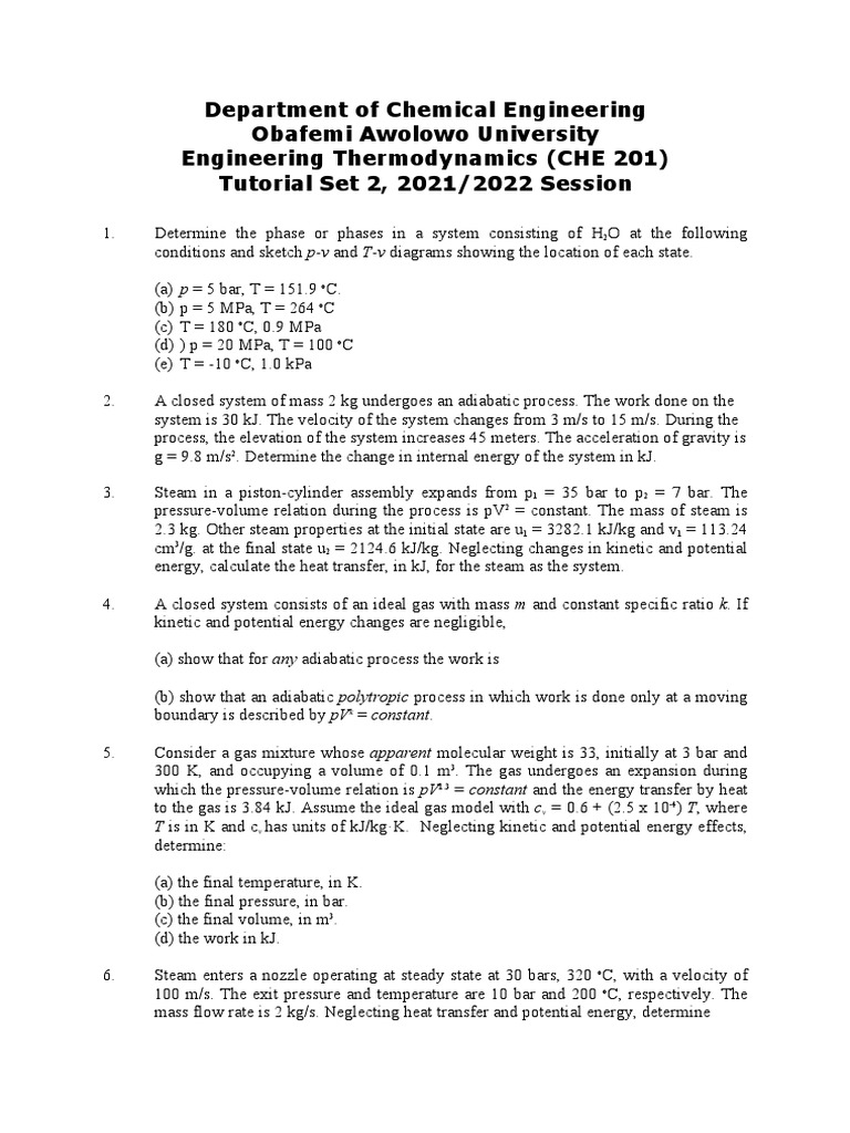 CHE Assignment 2 | PDF | Gases | Heat