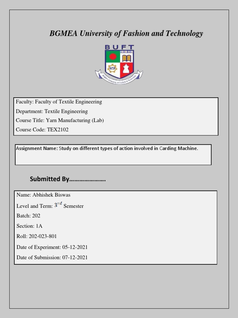 Study On Different Types of Action Involved in Carding Machine | PDF