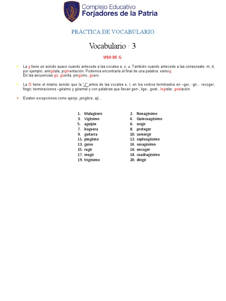 Vocabulario 3 | PDF | Artes del Lenguaje y Comunicación