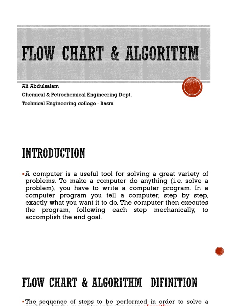 Lec.1 Algorithm & Flow Chart | PDF | Algorithms | Computer Programming