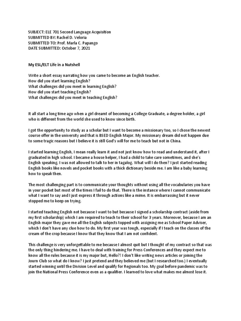 My ESL-ELT Life in A Nutshell | PDF | English Language | Linguistics