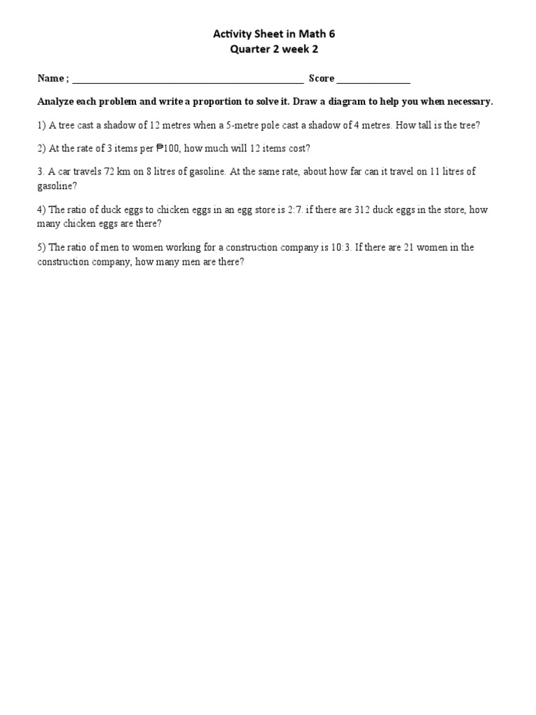 Activity Sheet in Math 6 | PDF | Teaching Methods & Materials | Home & Garden
