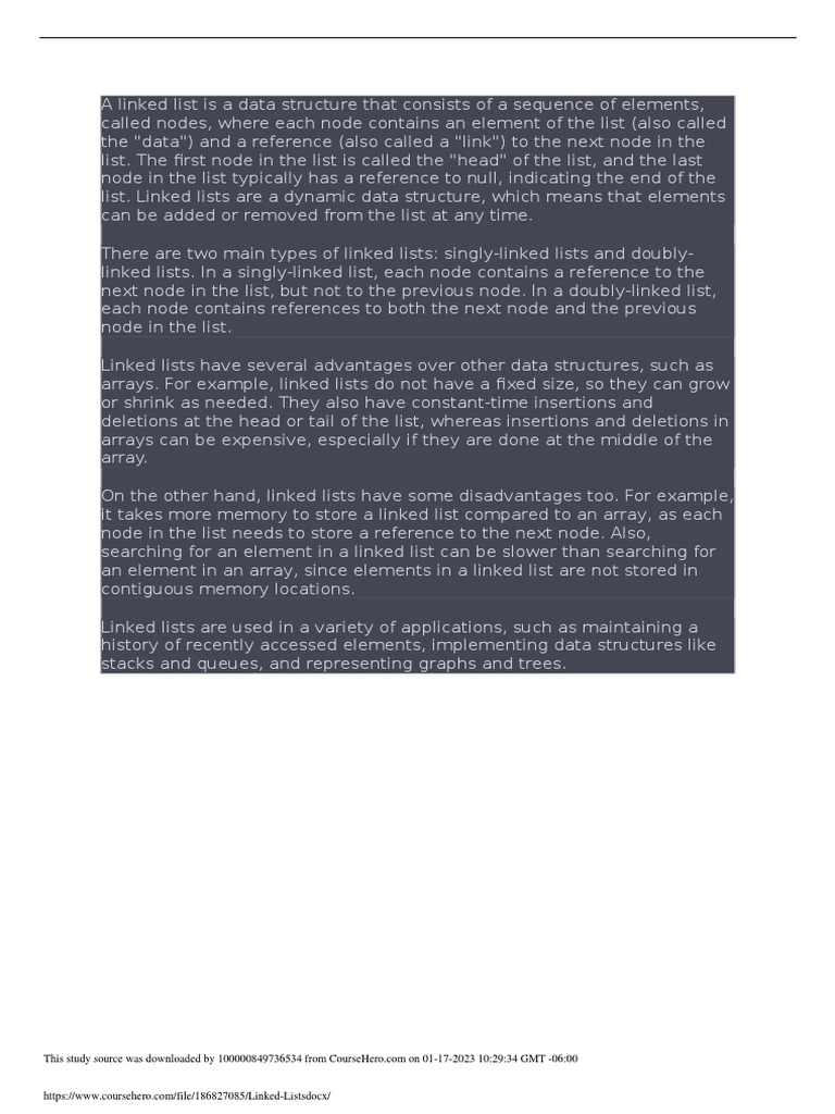 Linked Lists | PDF | Array Data Structure | Applied Mathematics Linked Lists | PDF | Array Data Structure | Applied Mathematics