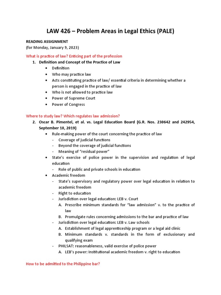 Outline of PALE | PDF | Lawyer | Practice Of Law