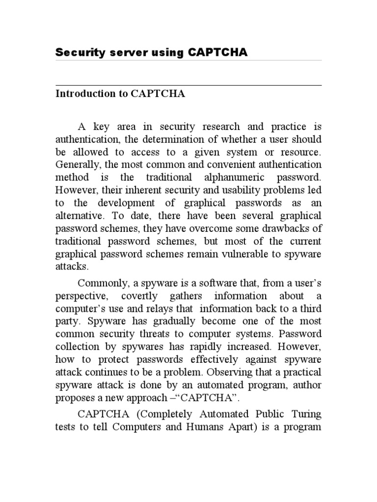 CAPTCHA | PDF | Password | Spyware