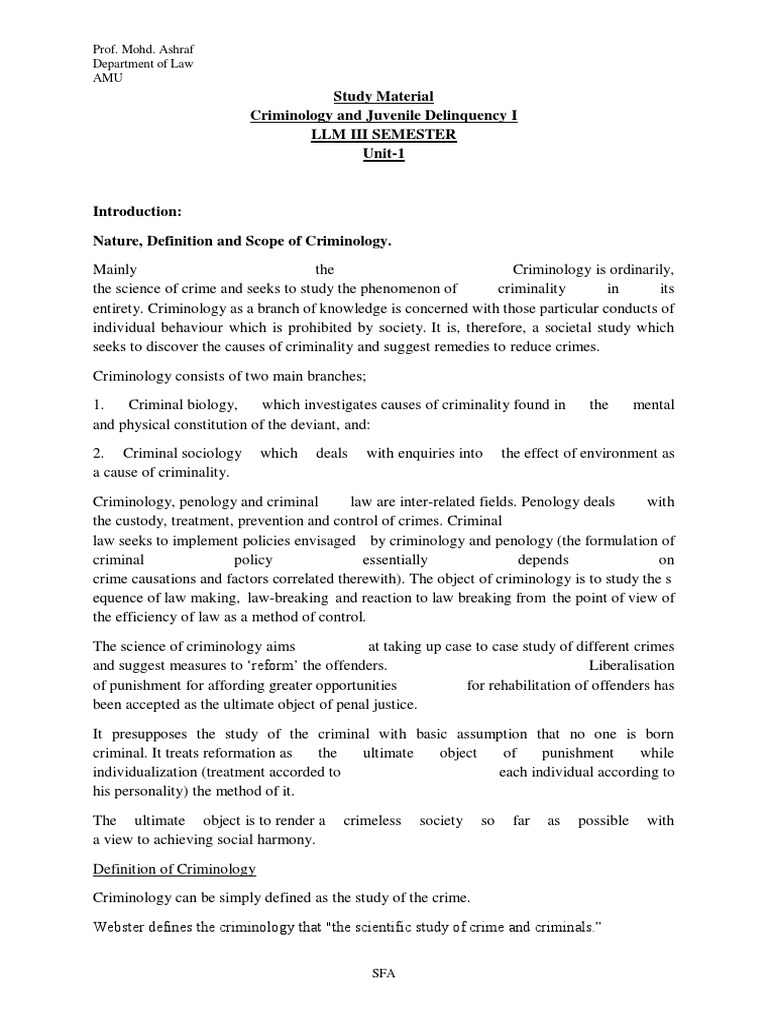 Juvenile Delinquency Notes | PDF | Criminology | Crimes