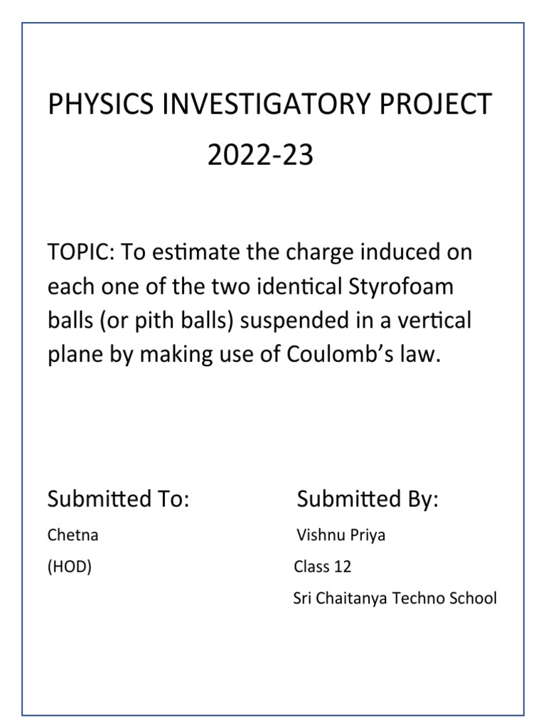 Physics Project | PDF | Electric Charge | Force